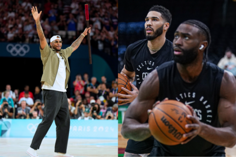 After Touching Embrace, Carmelo Anthony Shares One-Word Message to Jayson Tatum & Jaylen Brown ...